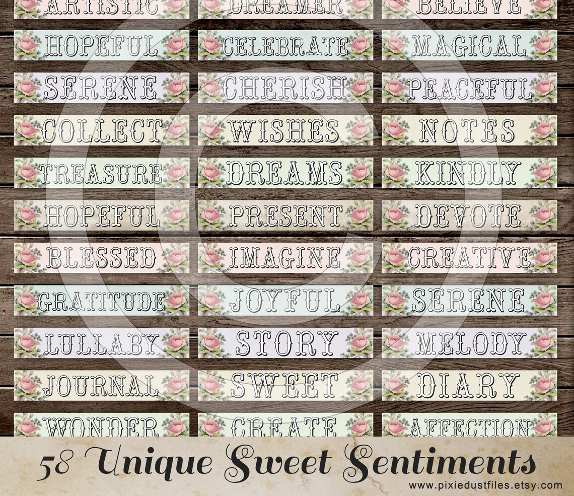 Printable Positive Quotes Words Vintage Shabby Chic Labels - Etsy