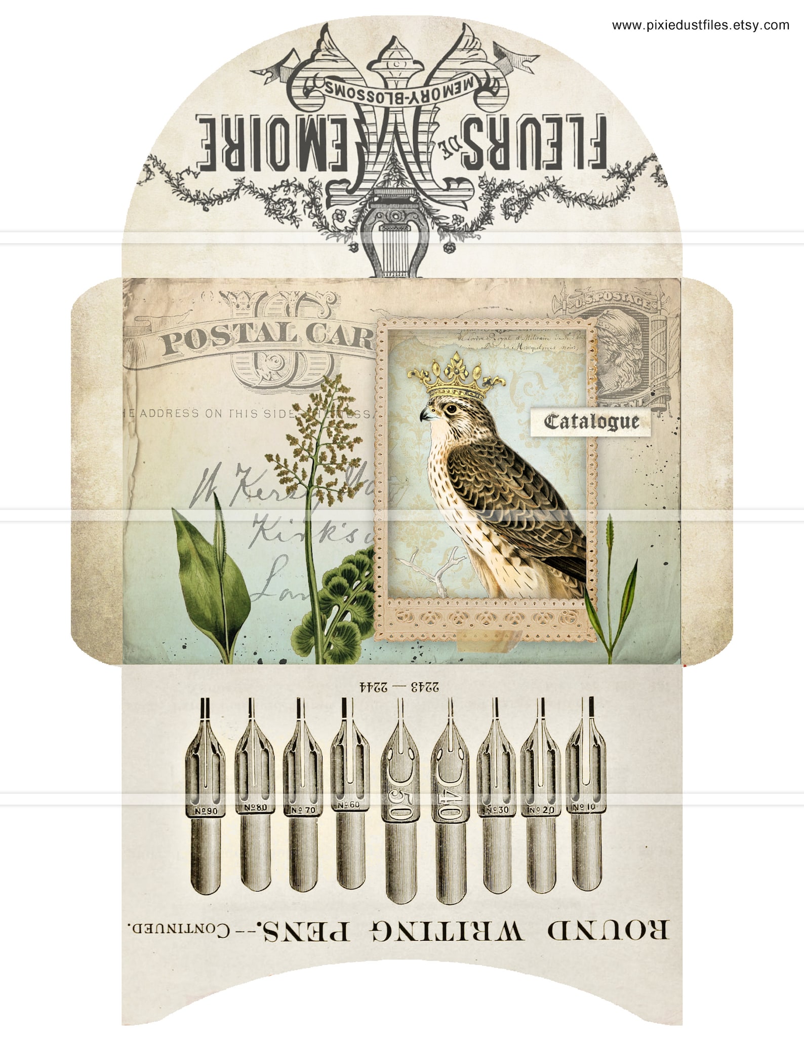Bird Junk Journal Envelopes, Printable Coin Envelope, Vintage Bird ...