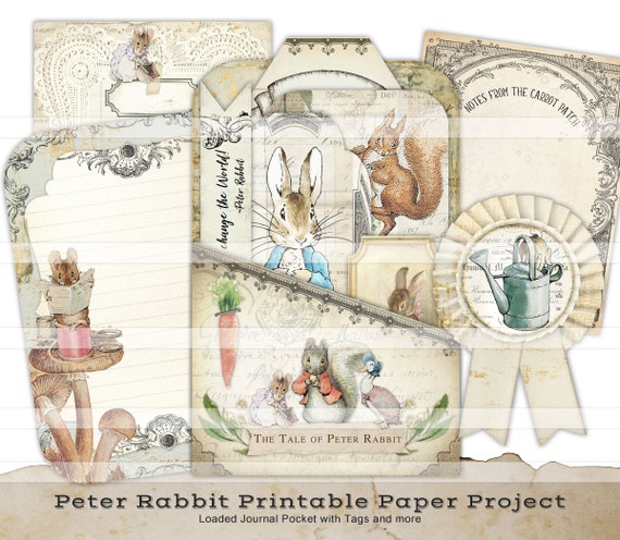 Peter Rabbit Printable Pocket With Tags Vintage Images Junk - Etsy