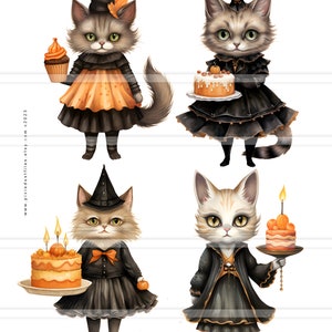 Halloween Cats and Cakes Printable Paper Dolls, Junk Journal Kit ...