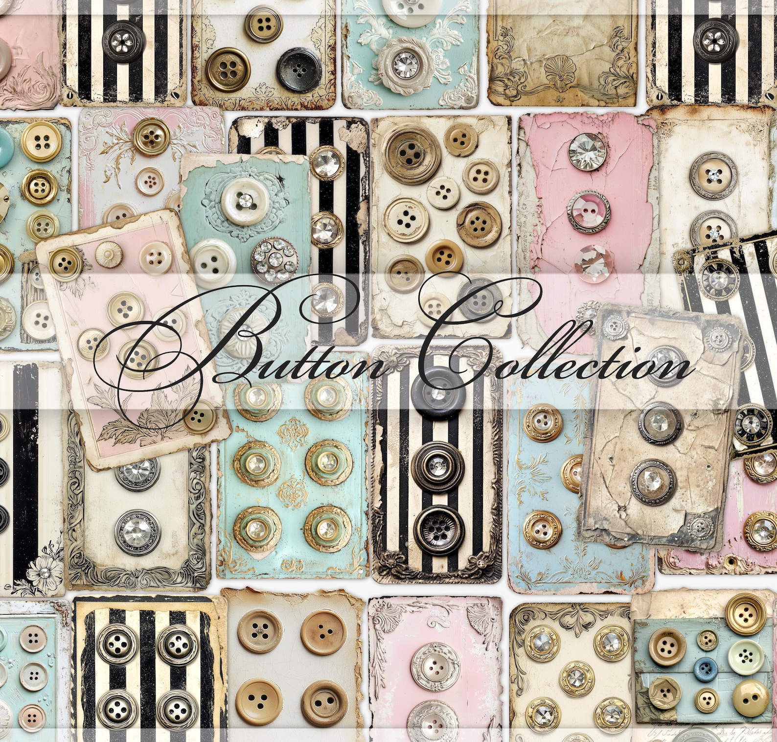 Printable Button Cards, Junk Journal Kit, Journaling Cards, Vintage ...