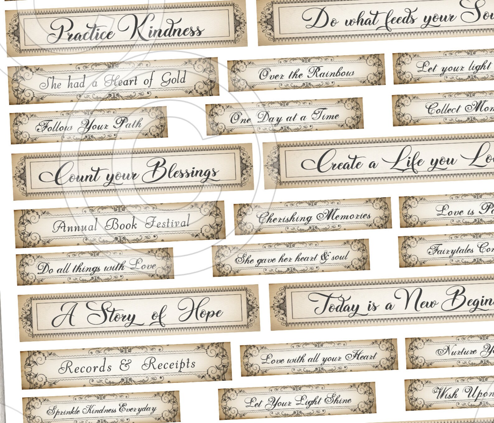 Junk Journal Labels, Quotes, Positive Words, Printable Digital Collage ...