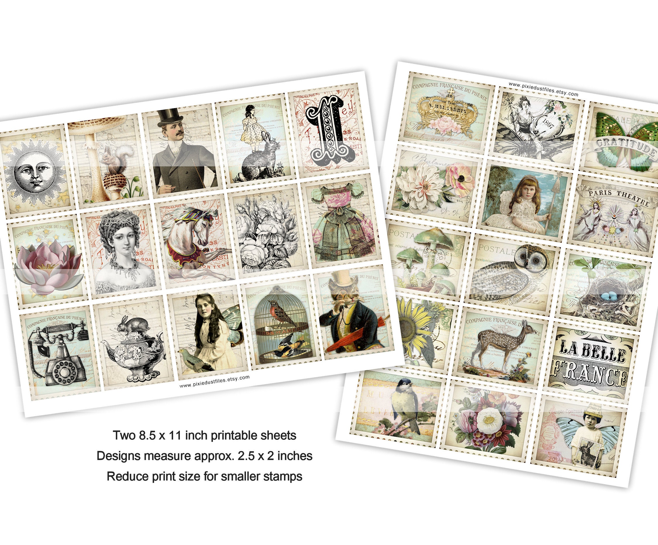 Printable Faux Postage Stamps Printable Vintage Images - Etsy