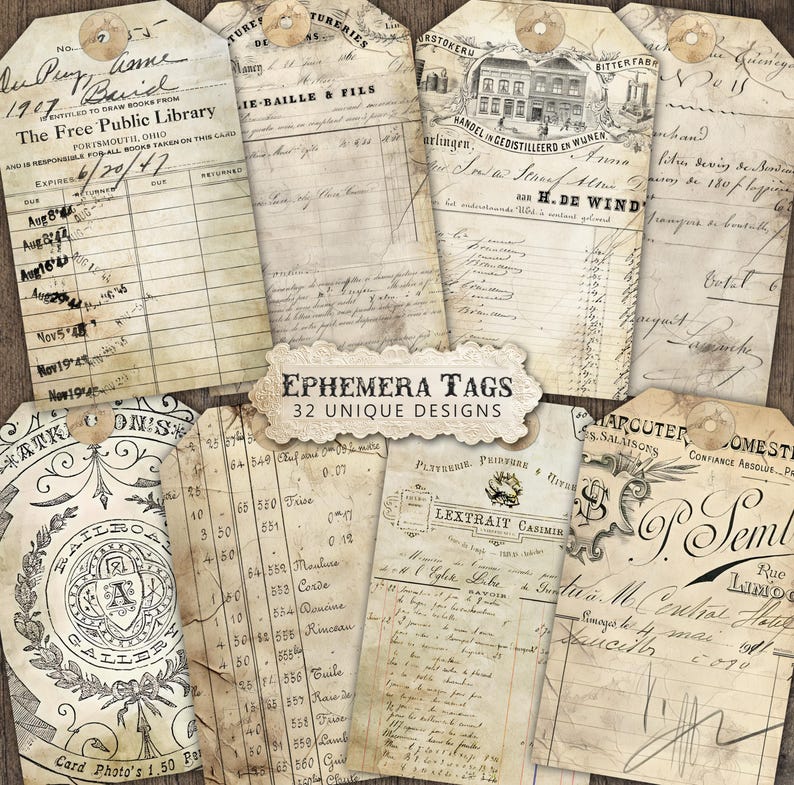 Printable Ephemera, Junk Journal Digi Kit, Vintage Ledgers, Antique ...