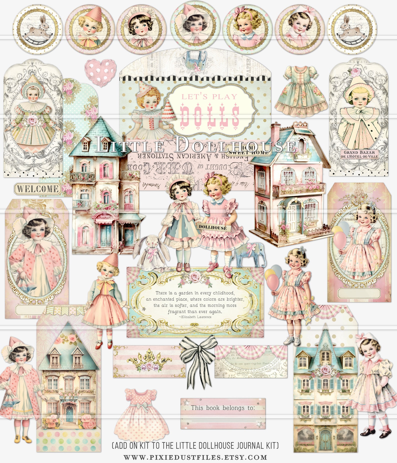 Paper Doll Junk Journal Kit, Tall and Slim Journal, Printable Kit ...