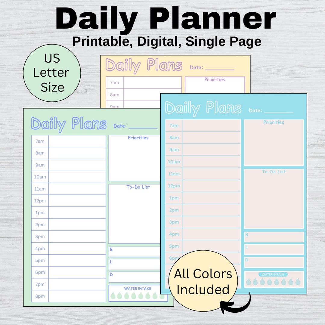 Editable Daily Planner Printable Planner Digital Planner - Etsy