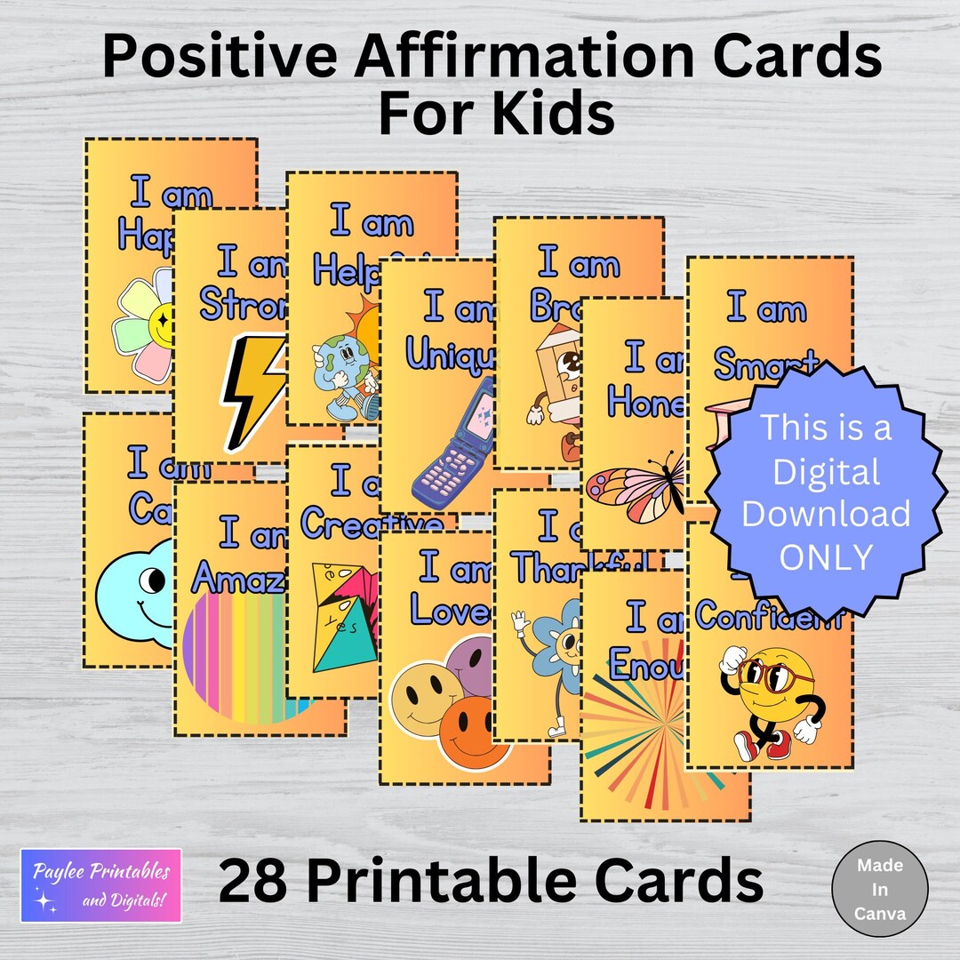 Positive Affirmations for Kids Printable Affirmation Cards - Etsy