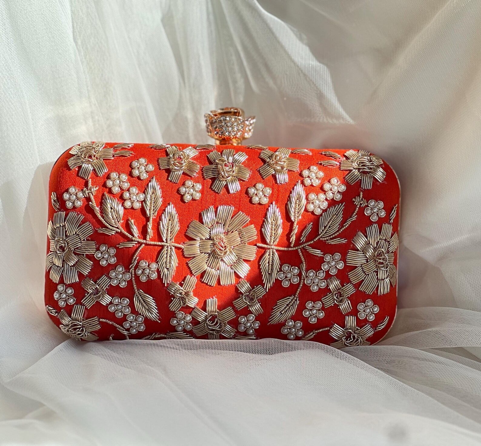 Sara- Rust Color Clutch, Zardozi Clutch,wedding Clutch - Etsy