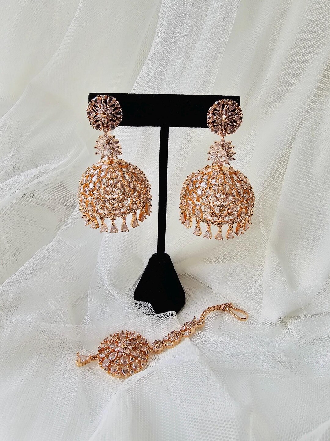 Malika Jan Jhumka With Maang Tika, Wedding Jewelry - Etsy
