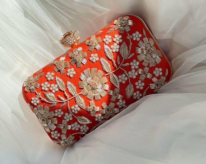 Sara- Rust Color Clutch, Zardozi Clutch,wedding Clutch - Etsy