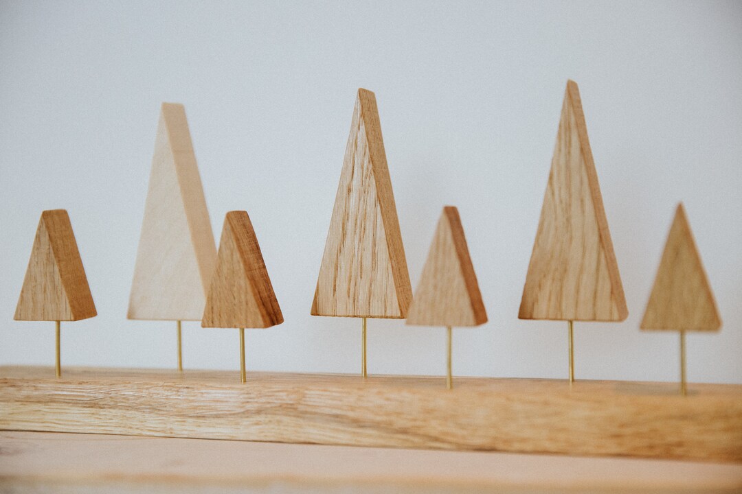 Scandinavian Wooden Christmas Tree Forest: Oak & Sycamore Decor - Etsy UK