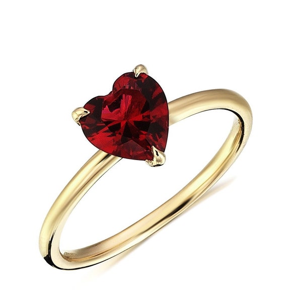 Ruby Heart Ring - Etsy