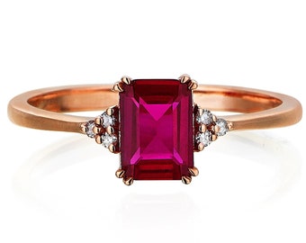 Lab Created Ruby Ring - Etsy