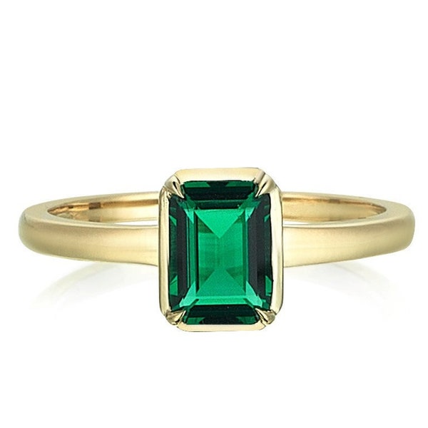 Lab Created Emerald Ring - Etsy
