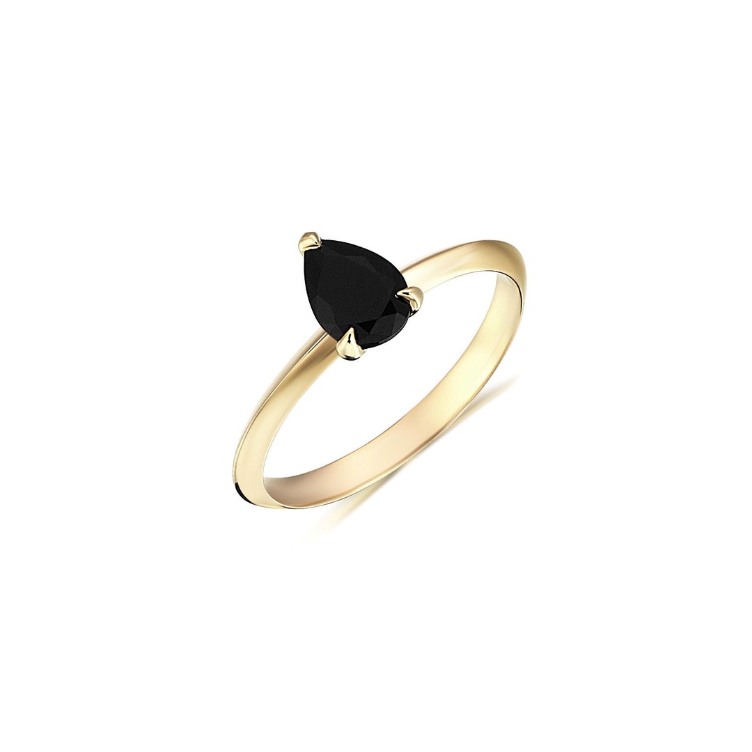 Black Gemstone Solitaire, Black Gemstone Ring, Onyx Ring, Christmas ...