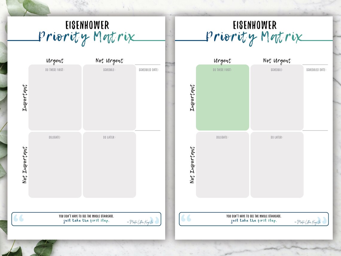 Eisenhower Priority Matrix Printable Productivity Matrix Task Organiser ...