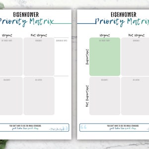 Eisenhower Priority Matrix Printable Productivity Matrix Task Organiser ...