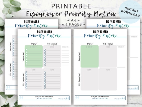 Eisenhower Priority Matrix Printable Productivity Matrix - Etsy