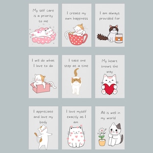 27 Cute Cat Design Affirmation Cards, Digital Download, Printable, Cat ...