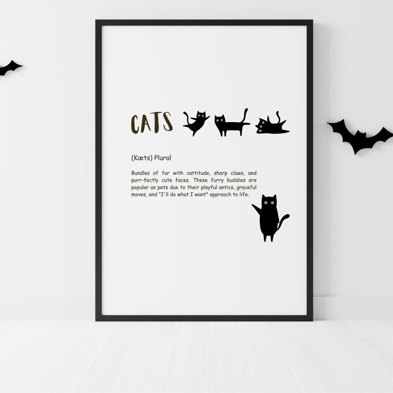 Cat Definition, Digital Printable Funny Cat Quote, Cat Lovers' Gift ...