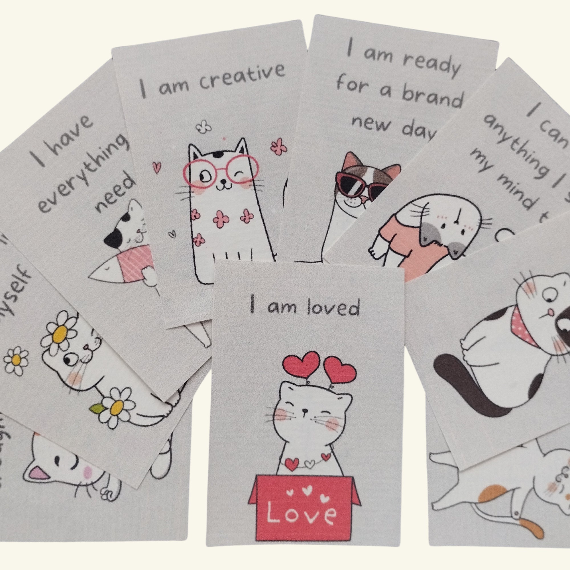 27 Cute Cat Design Affirmation Cards, Digital Download, Printable, Cat ...