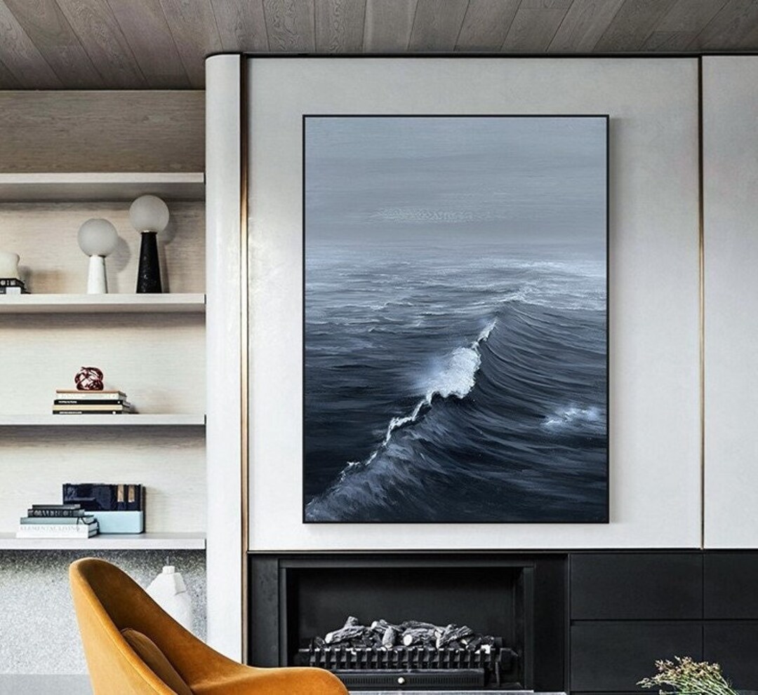 Waves at Sea Hand Painted Modern Art Textured Abstract Art Extra Large ...