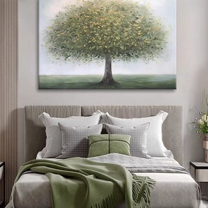 Huge Green Tree Hand Painted Modern Art Oversized Textured Abstract Art ...