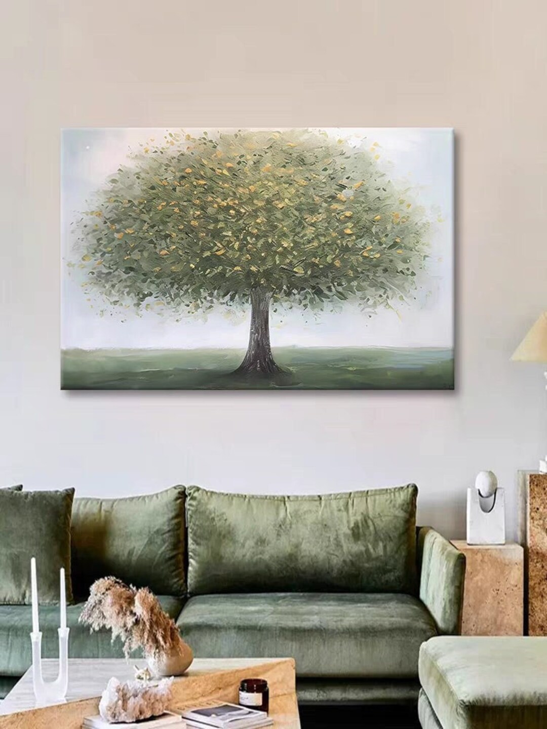 Huge Green Tree Hand Painted Modern Art Oversized Textured Abstract Art ...