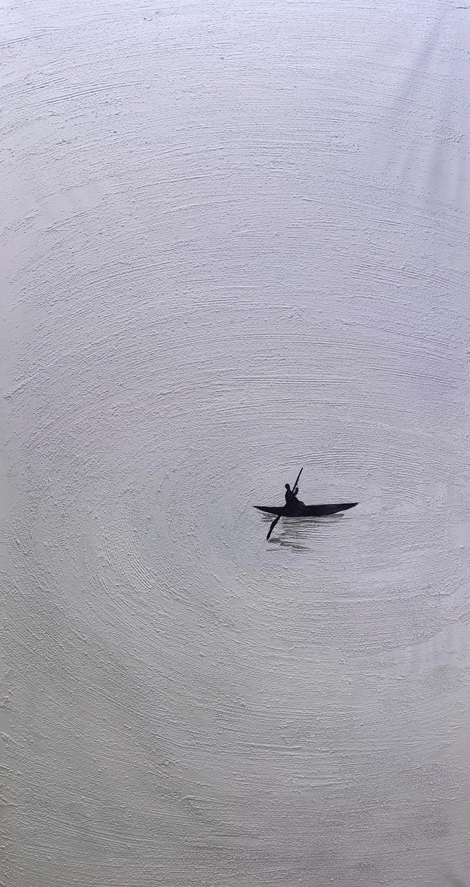 Textured Fishing Oil Painting: Minimalist Modern Wall Art - Etsy