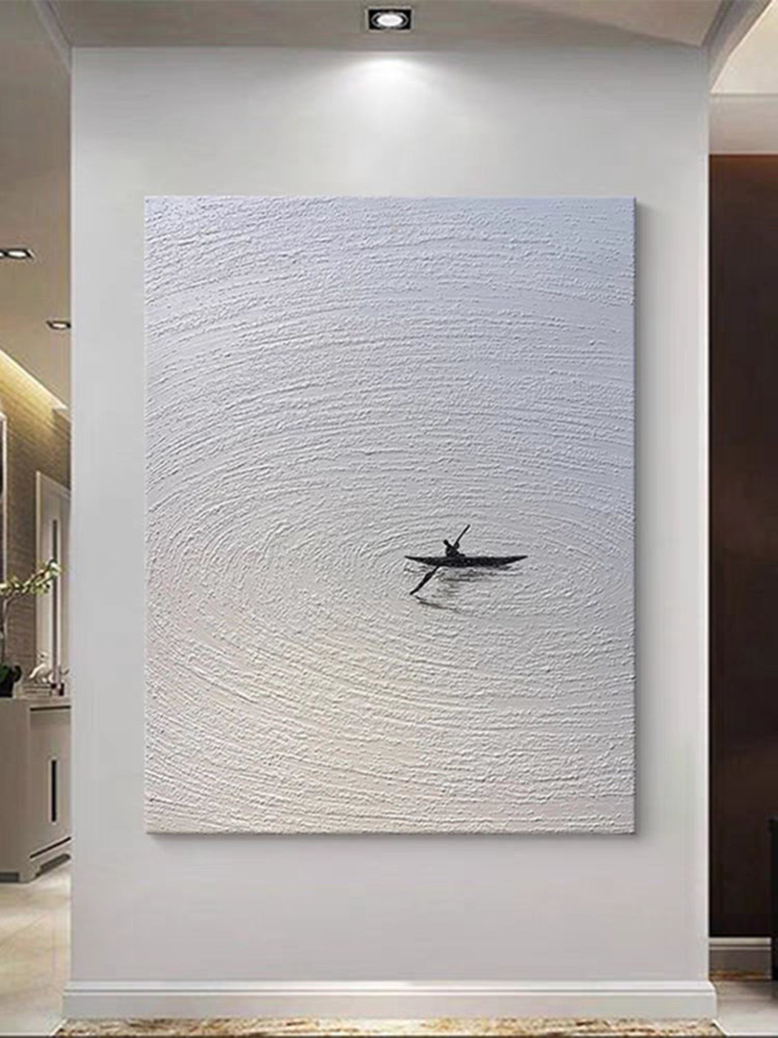 Textured Fishing Oil Painting: Minimalist Modern Wall Art - Etsy