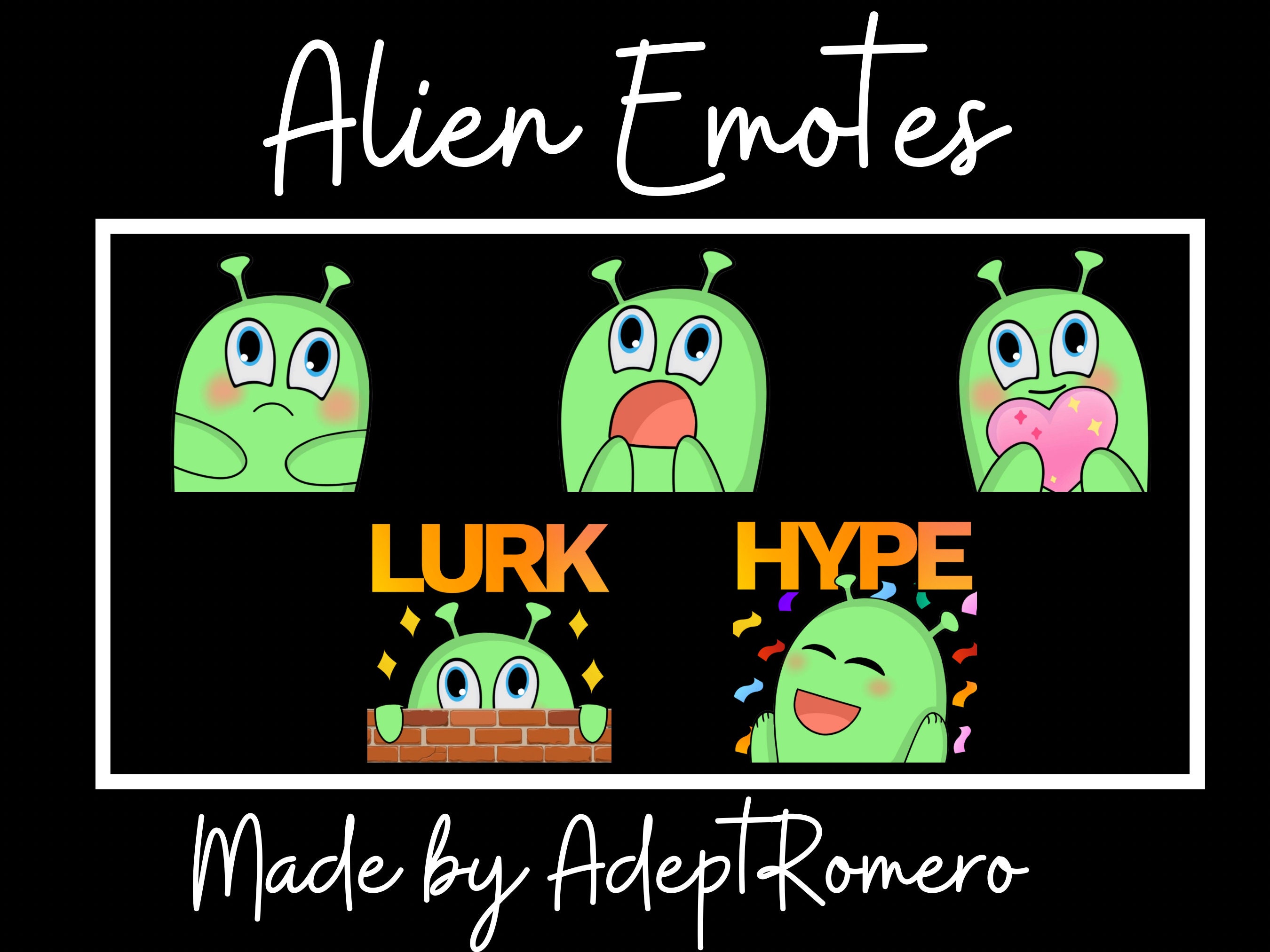 5x Hand Drawn Alien Emotes for Twitch Discord Etc - Etsy