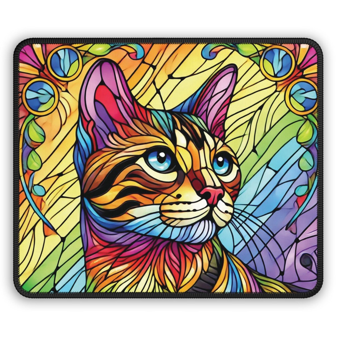 Colorful Cat Gaming Mouse Pad, Vibrant Desk Accessory for Cat Lovers ...