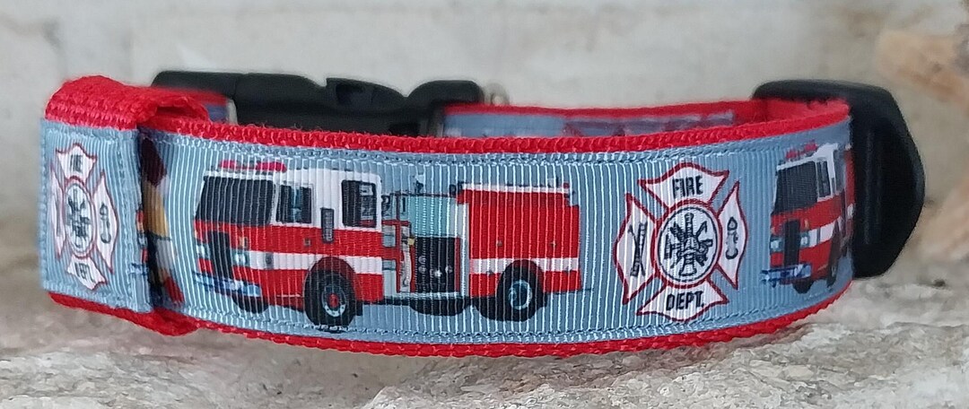 3/4" Wide Fireman Firetruck Design for Small Dogs, Puppies, and Cats ...