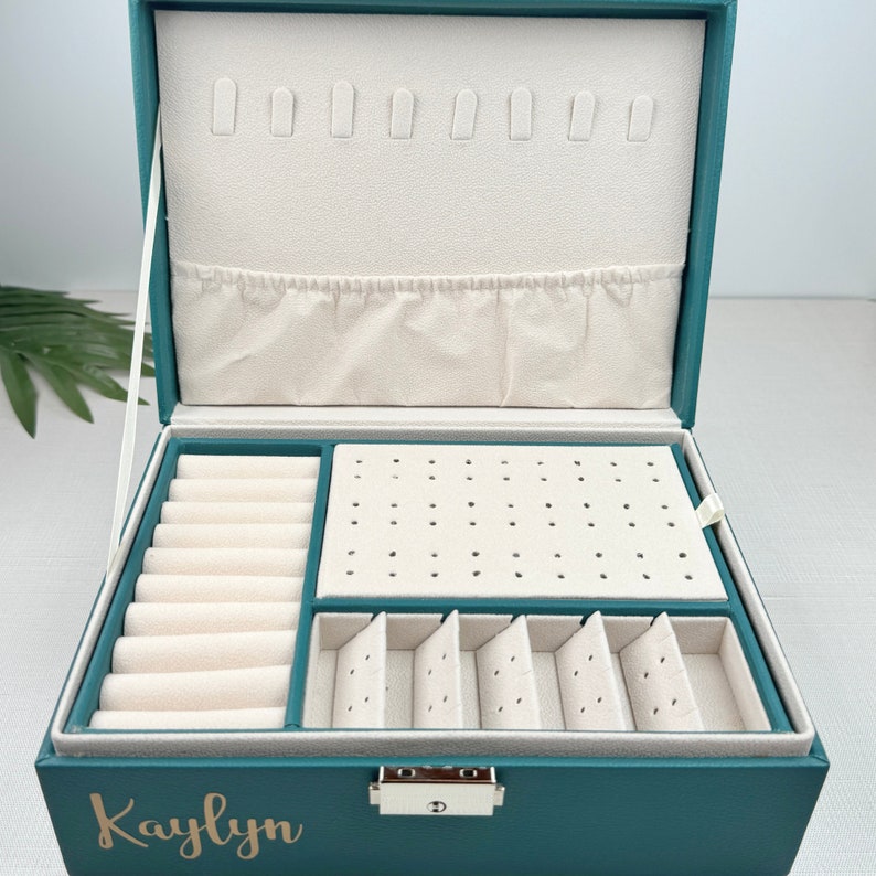 Custom Jewelry Box | Jewellery Storage Case, 2 Layer Leather Jewelry ...