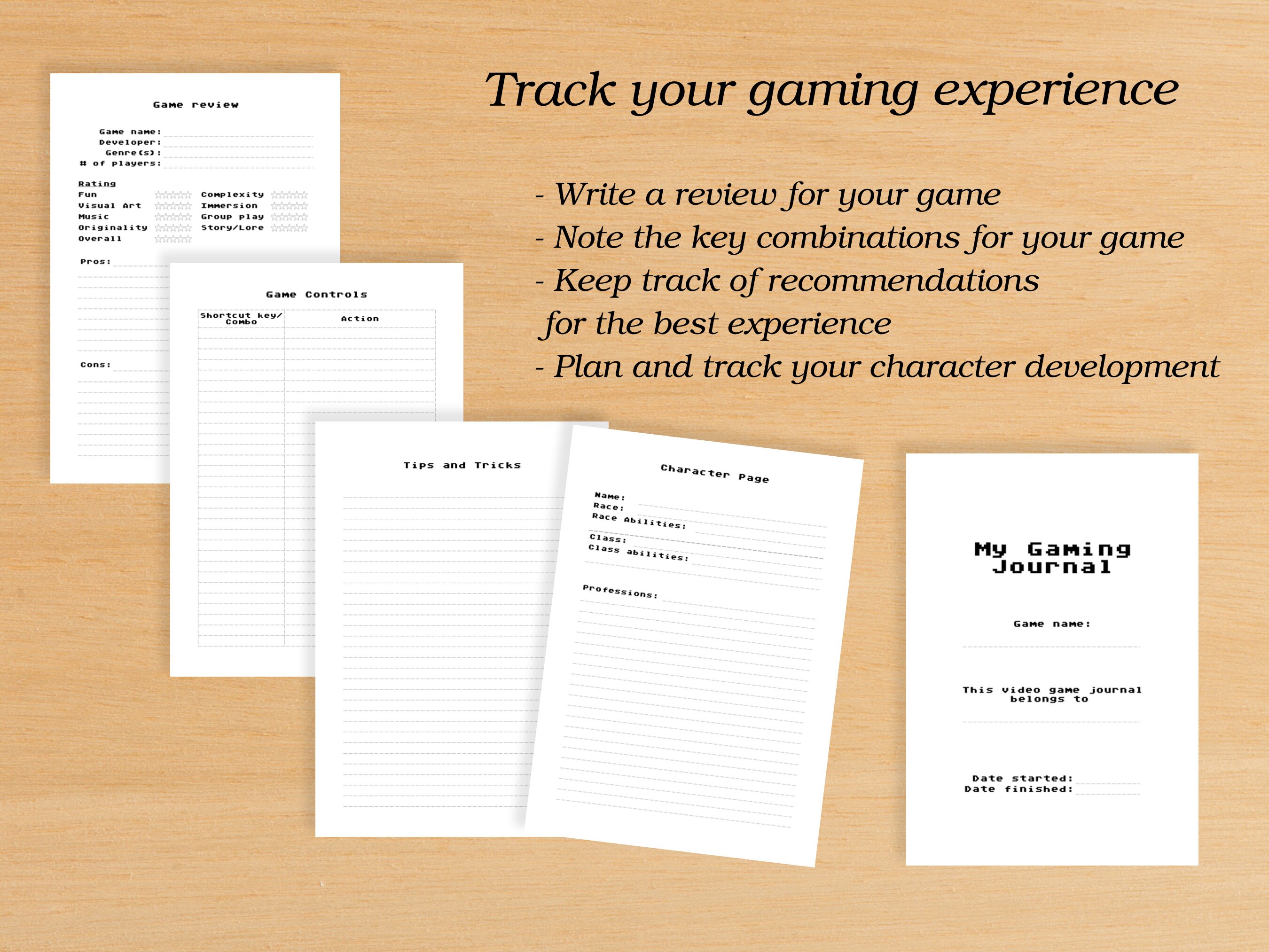 Printable Gaming Journal With Pixelated Font for Tracking All - Etsy