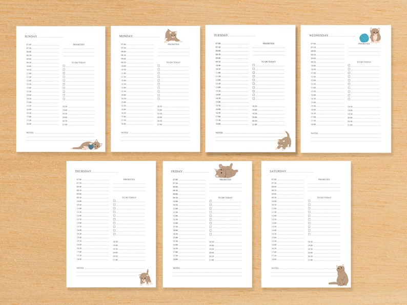 Printable Cat Planner Bundle - Daily, Weekly, Monthly, Trackers, Lists ...