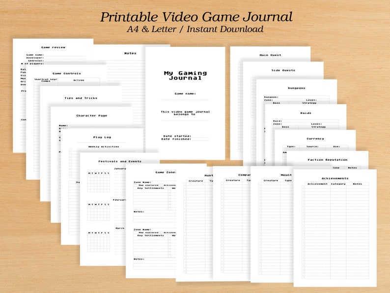 Printable Gaming Journal With Pixelated Font for Tracking All - Etsy
