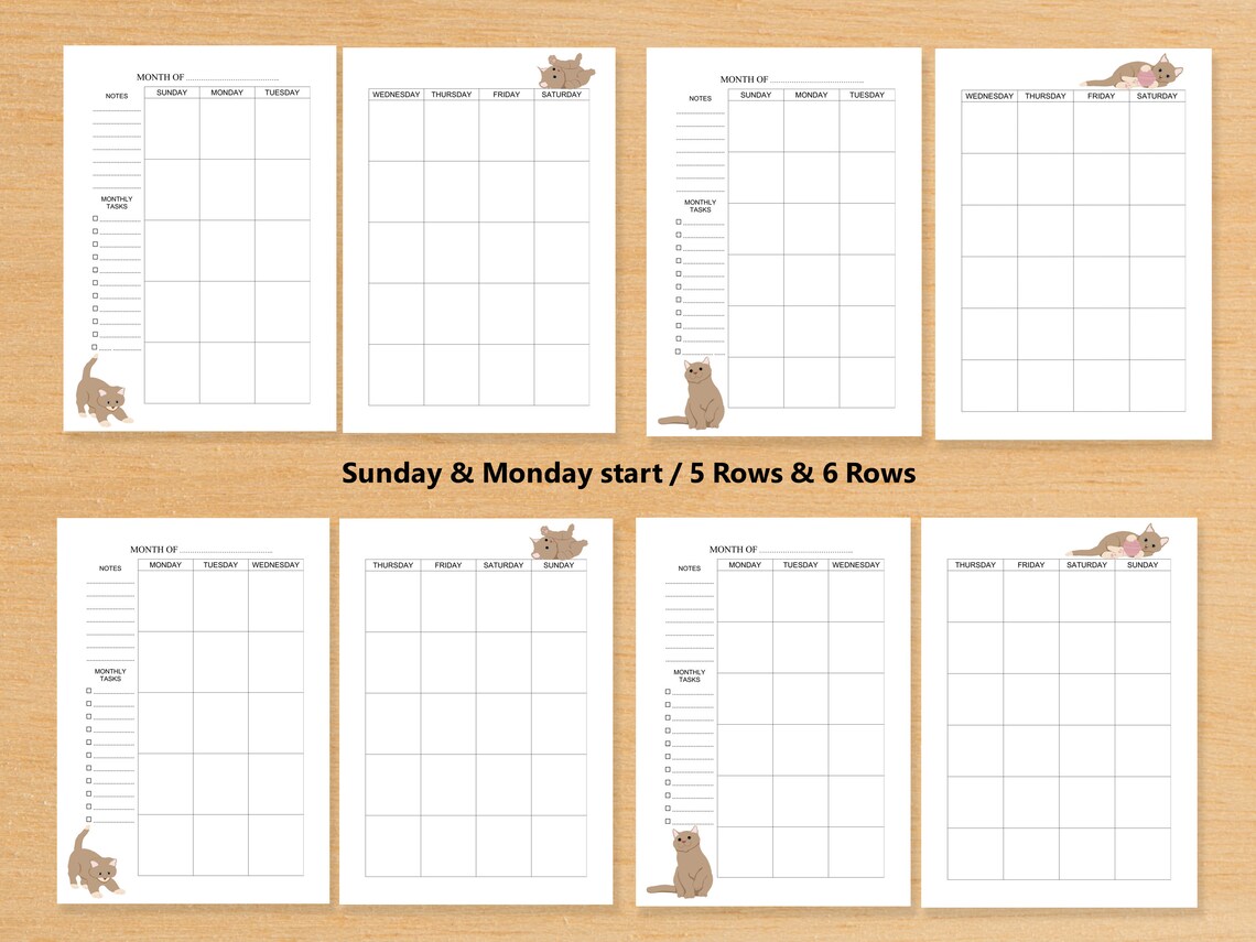 Printable Cat Planner Bundle Daily Weekly Monthly - Etsy