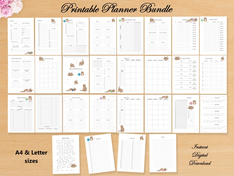 Printable Cat Planner Bundle - Daily, Weekly, Monthly, Trackers, Lists ...