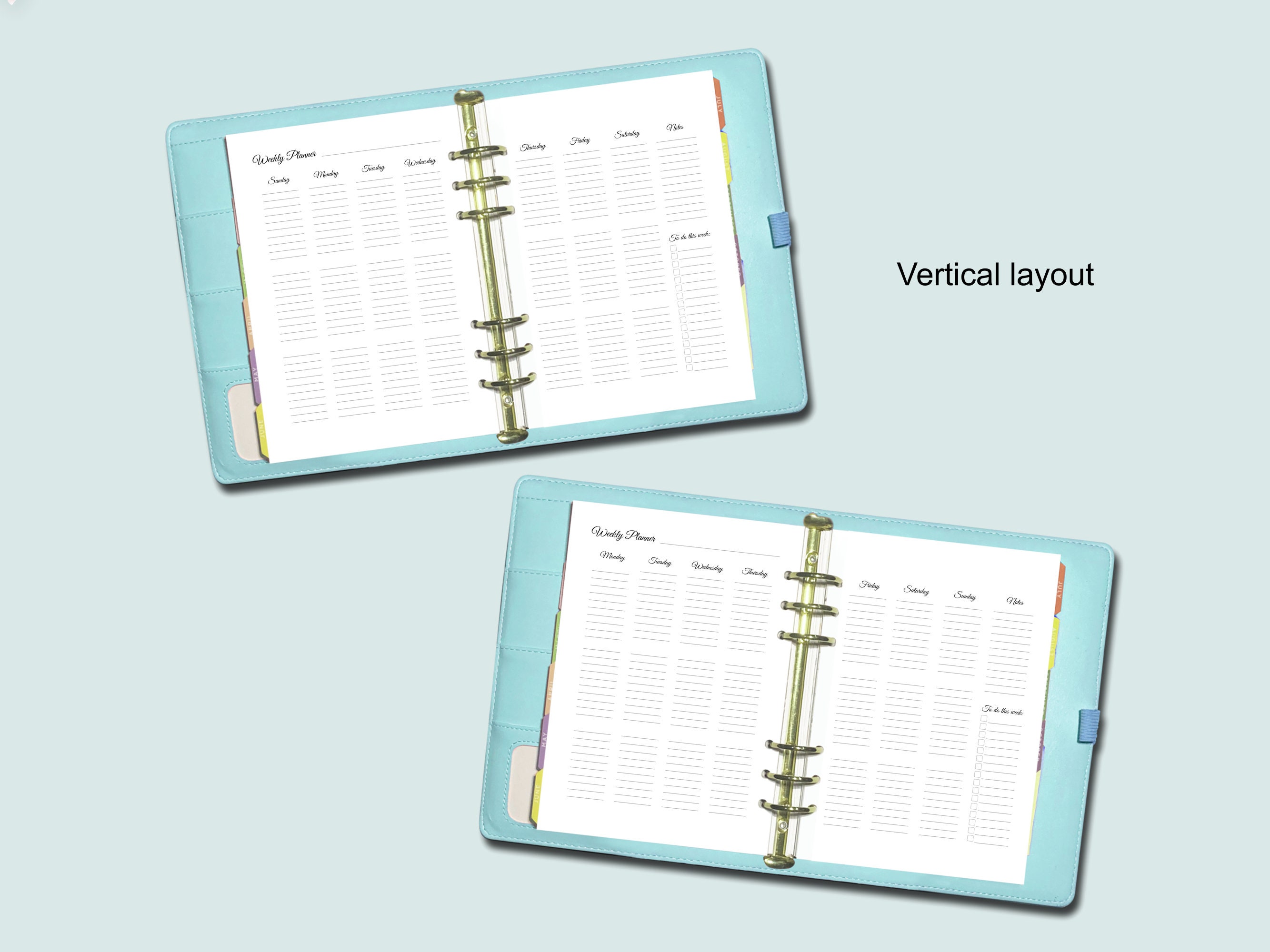 Printable Weekly Planner, 5 Types, Vertical, Horizontal, Daily, Hourly ...