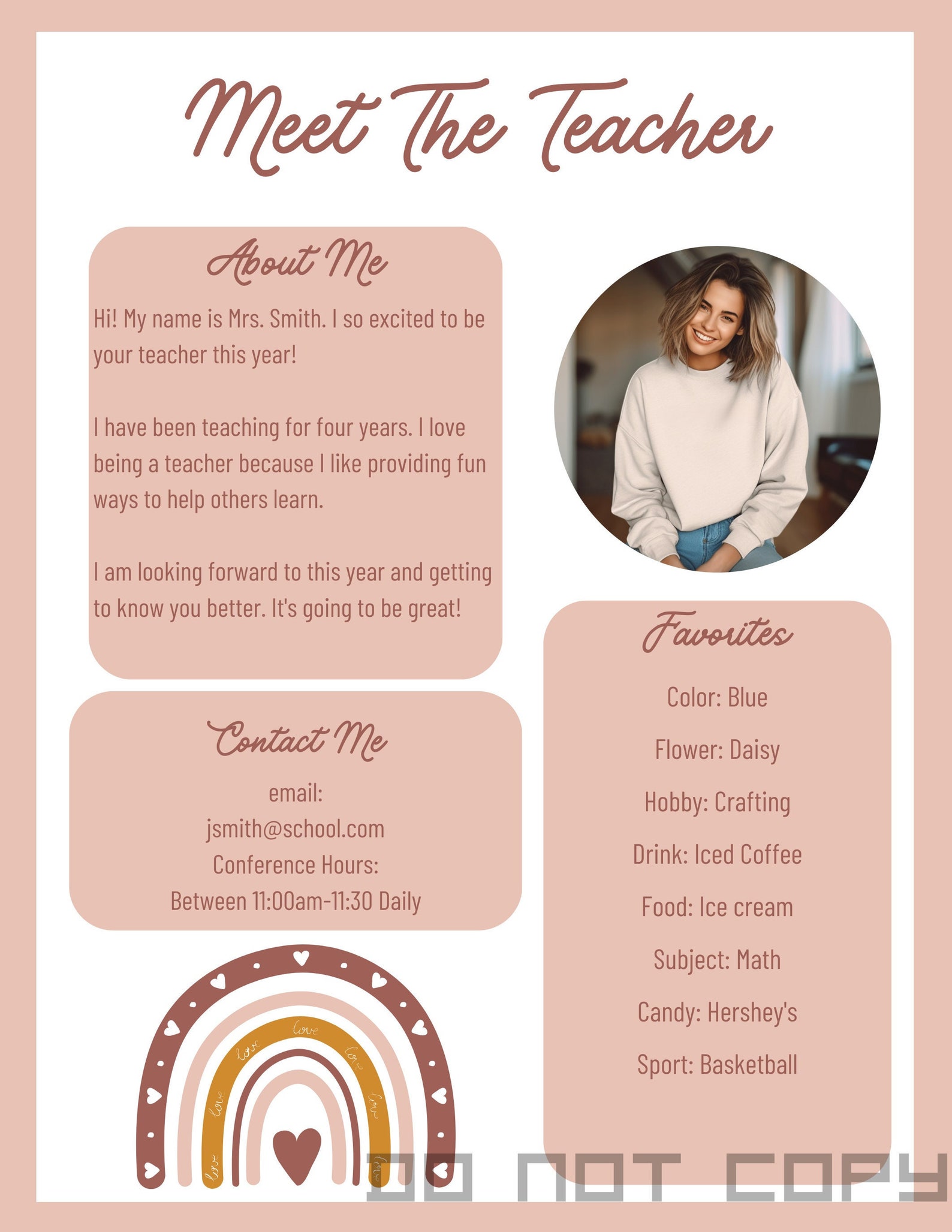 Meet the Teacher Digital Template Boho Rainbow - Etsy