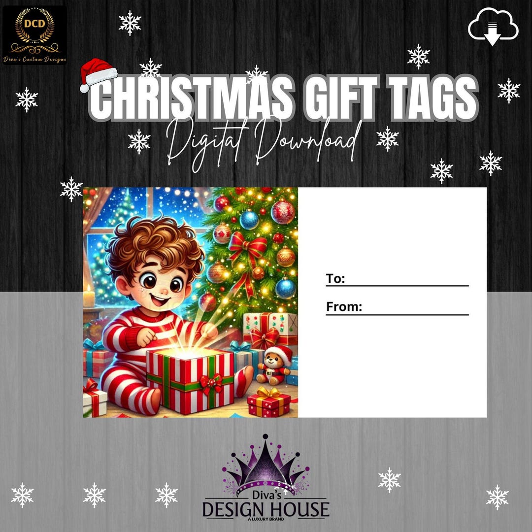 Digital Cute Boy Gift Tags| 9| AI Art & Commercial License for Small ...