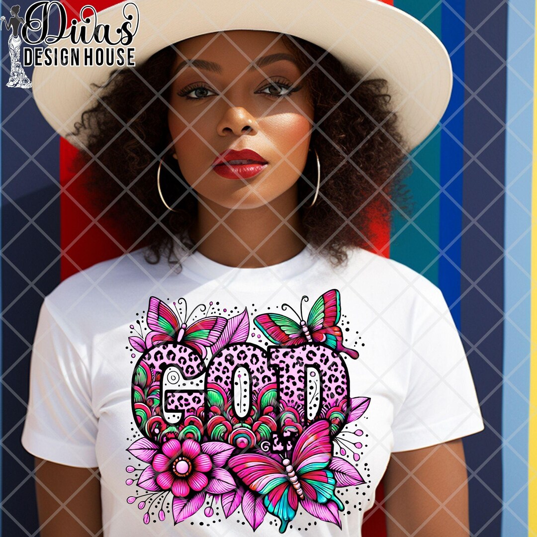 Floral Butterfly God PNG, Leopard Print, Christian T-shirt Design ...