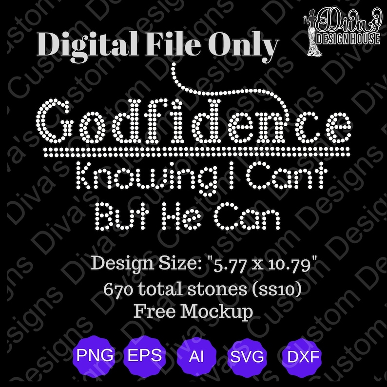 Godfidence Rhinestone Design | SVG PNG Cricut Silhouette File (digital ...