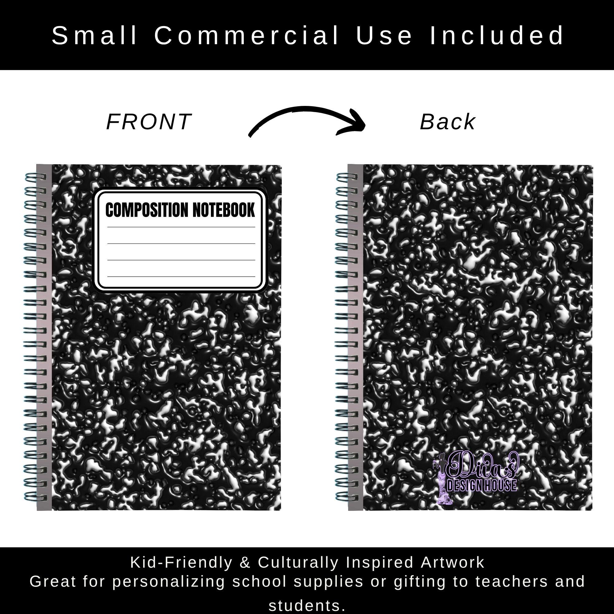 Black Marble Composition Notebook Cover | Printable PDF & PNG - Etsy