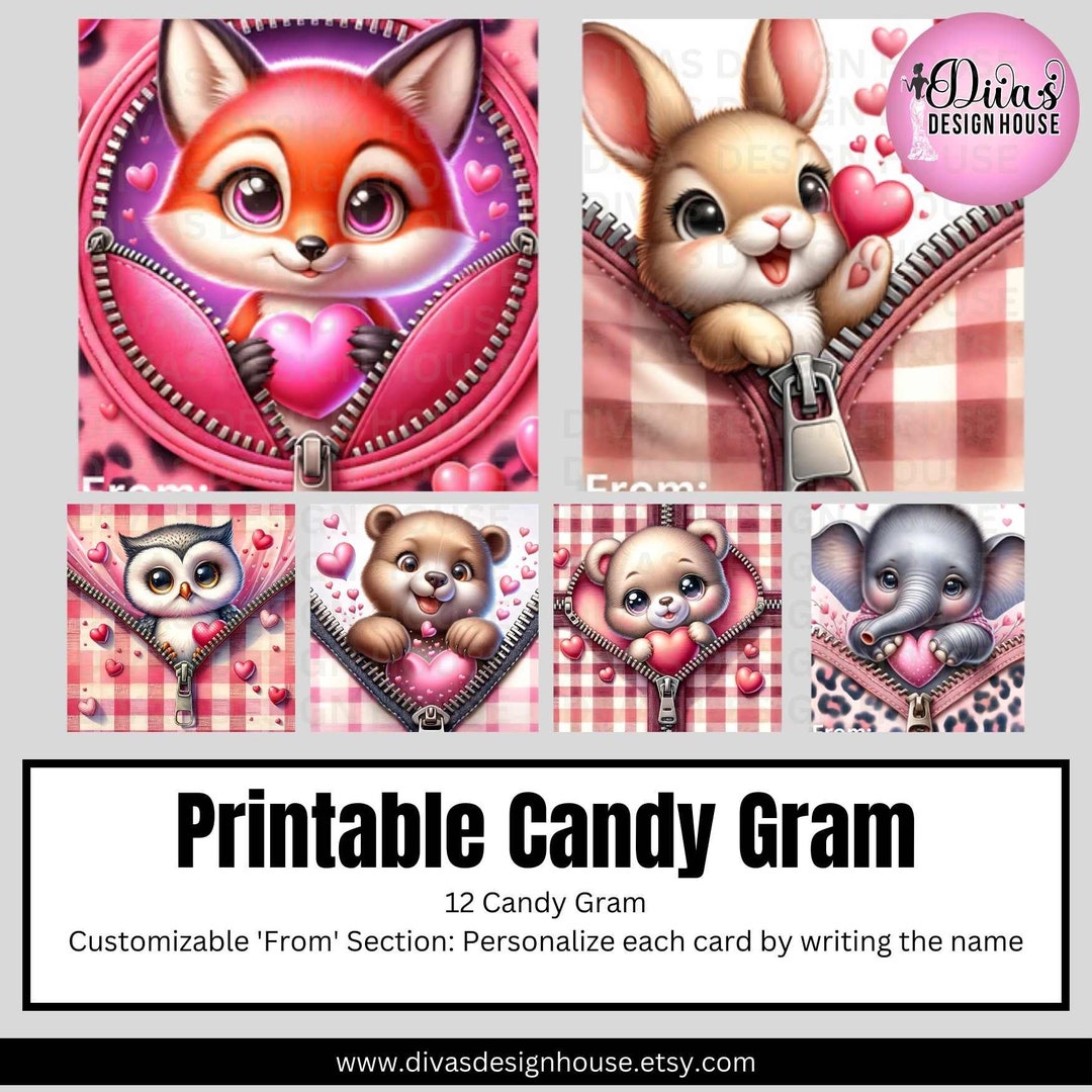 Valentines Coloring Candy Gram Printable Kids Craft Valentines Day DIY ...