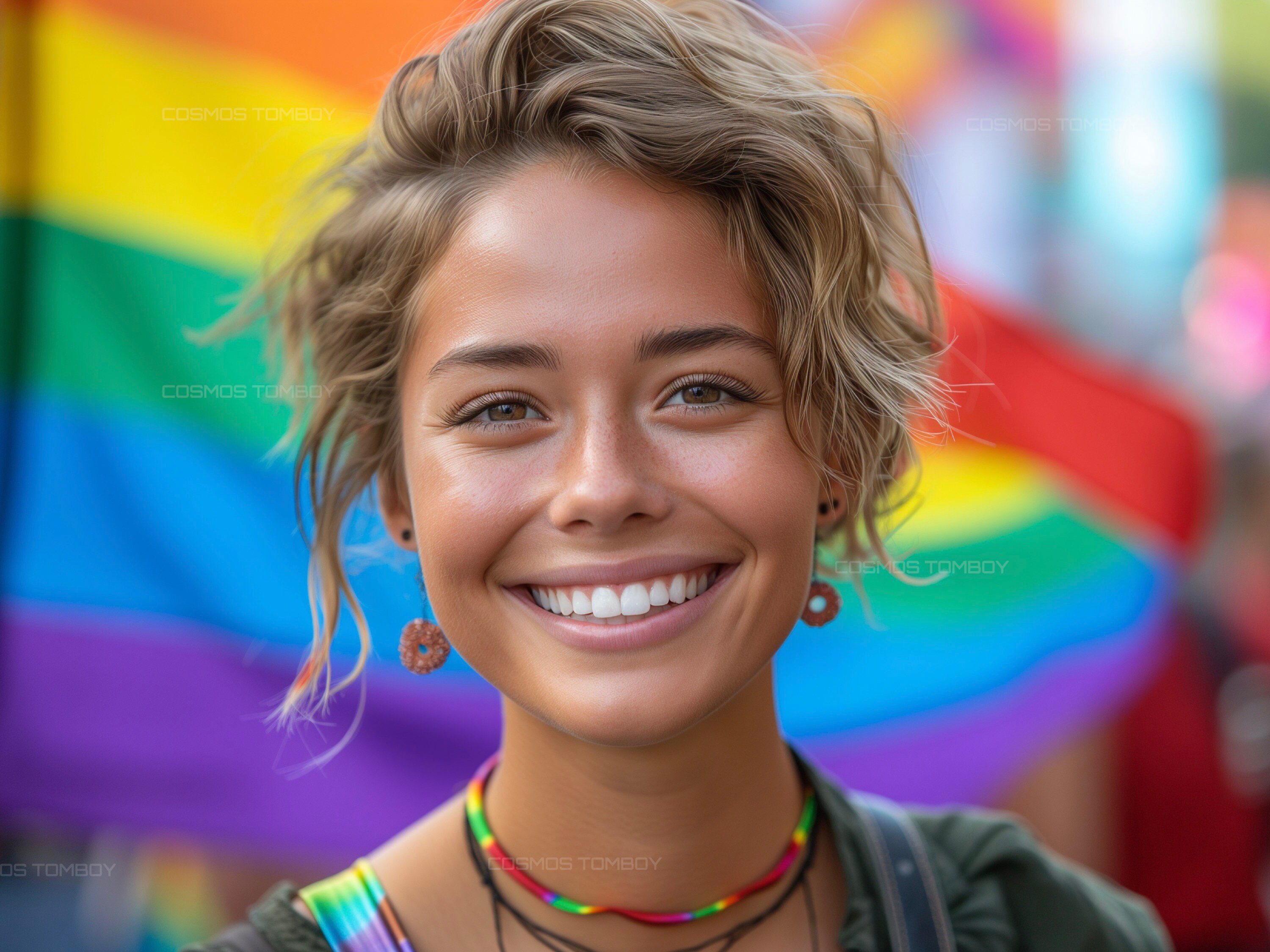 LGBTQ Gay Pride AI Girls Digital Backdrops, Rainbow Flags Backgrounds ...