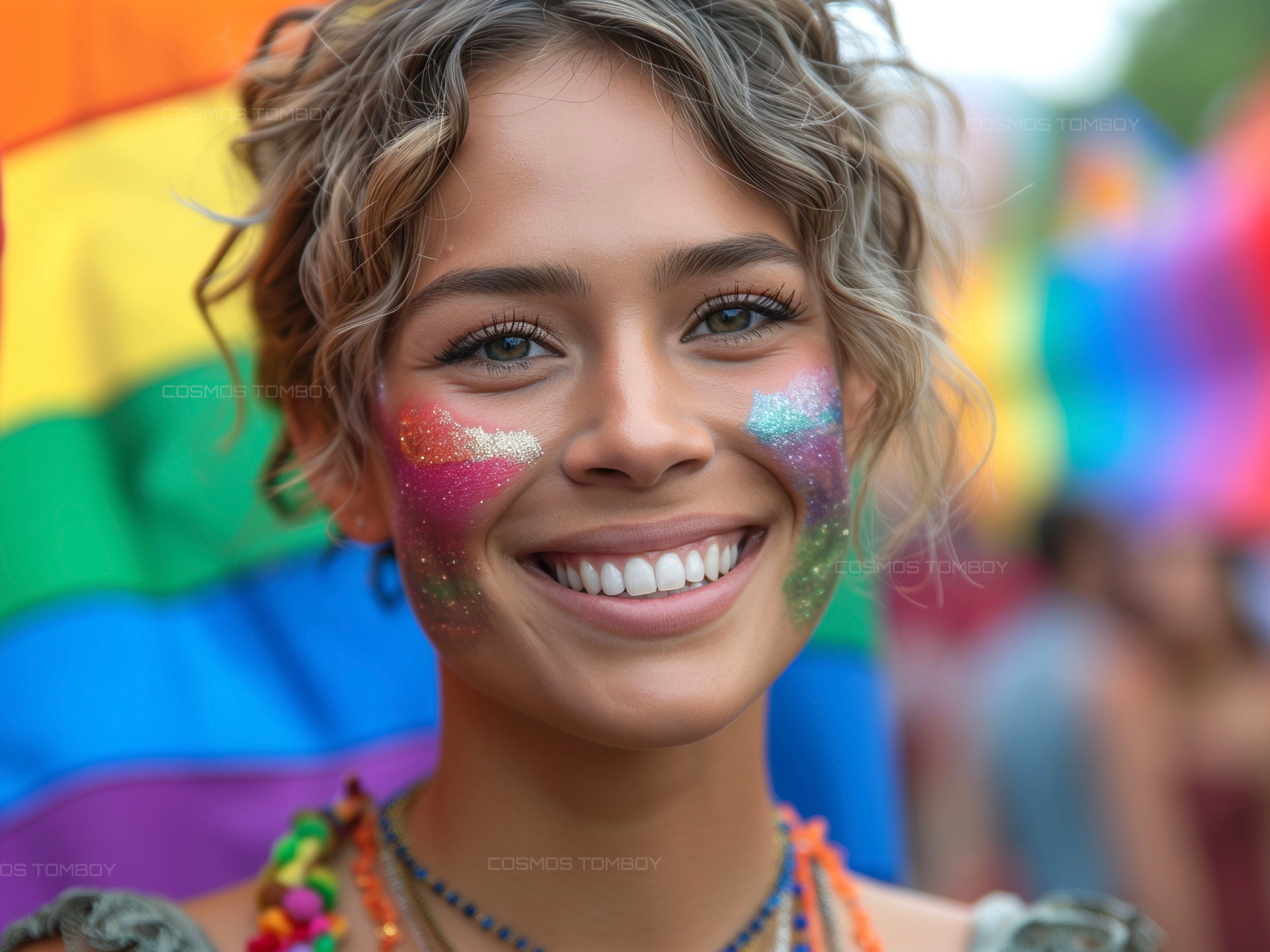 LGBTQ Gay Pride AI Girls Digital Backdrops, Rainbow Flags Backgrounds ...