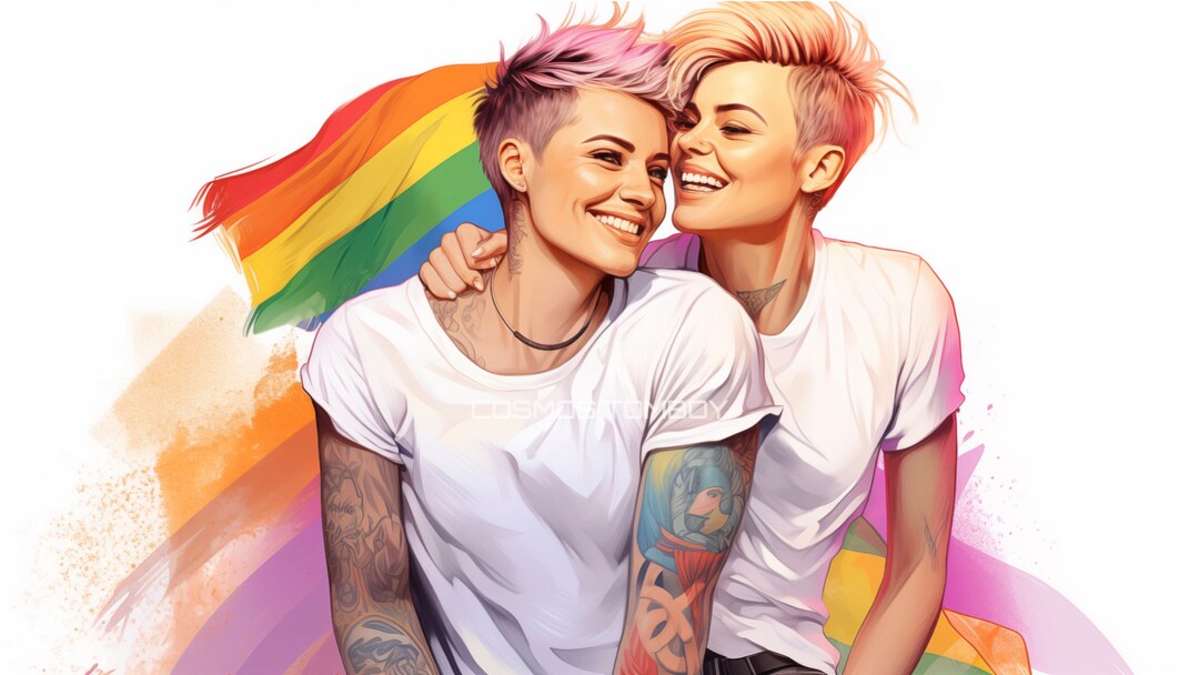 Amazing LGBT Love Tomboy Girls Couple Art - Etsy