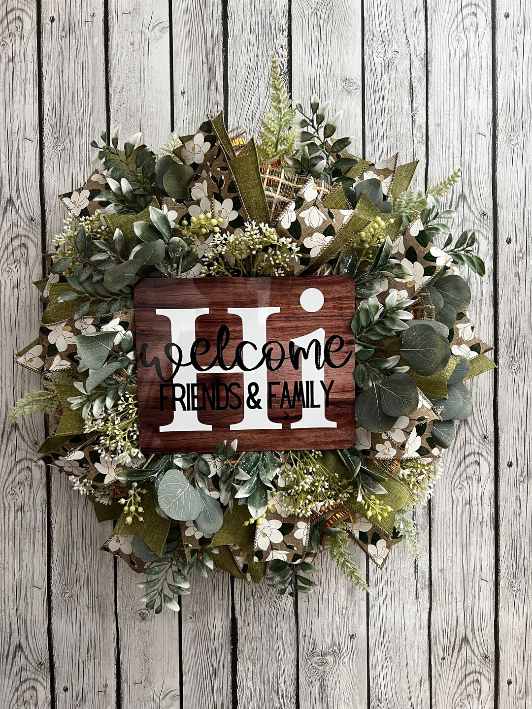 Welcome Wreath in Neutral Colors Welcome Door Hanger - Etsy